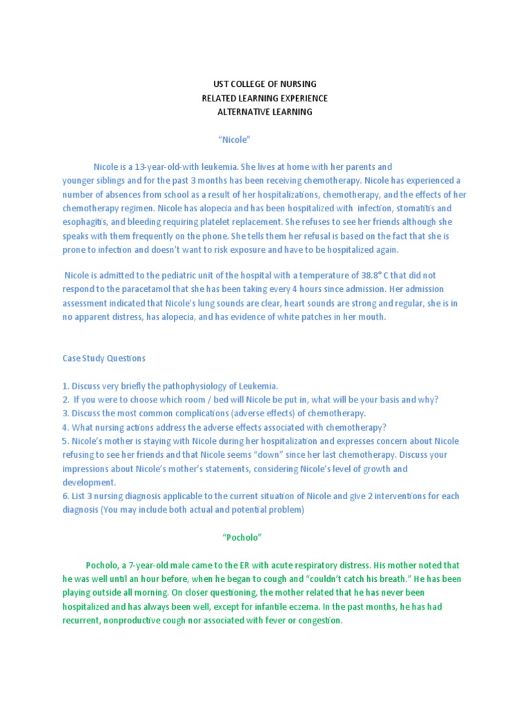 PEDIA RLE Multiple Case Studies - 2 | PDF | Chemotherapy | Medicine