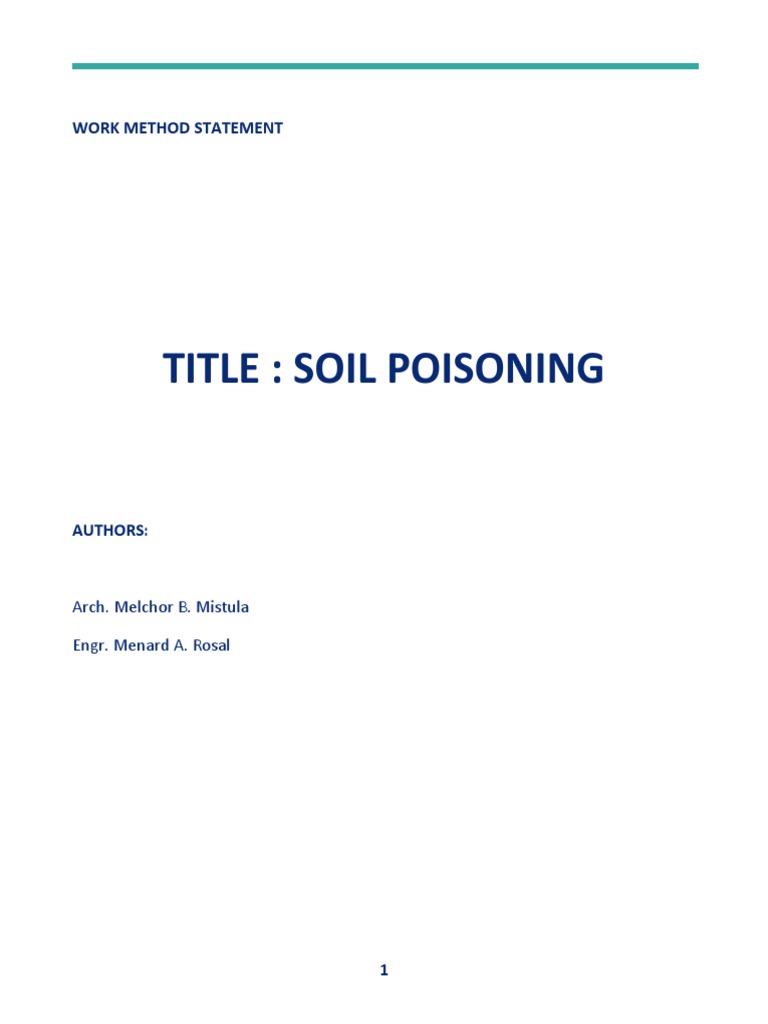 Title: Soil Poisoning: Work Method Statement | PDF | Personal ...