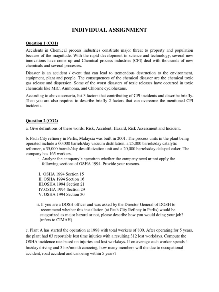 Individual Assignment 1 PDF | PDF | Hazards | Occupational Safety And ...