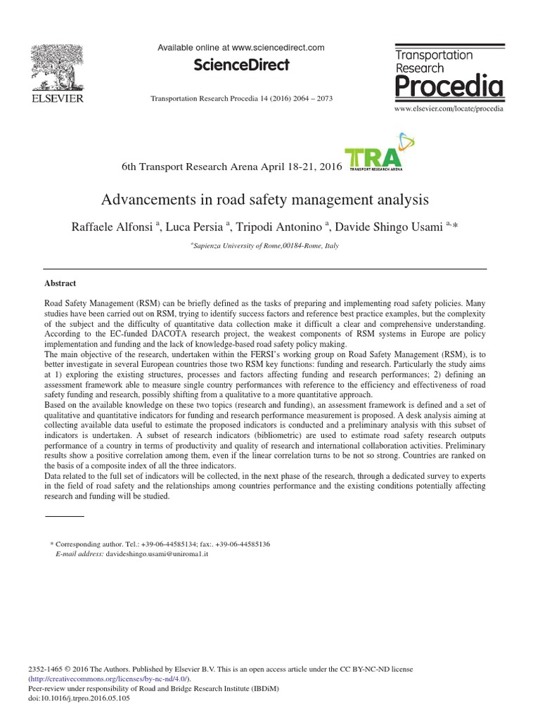 Advancements in Road Safety Management Analysis | PDF | Qualitative ...