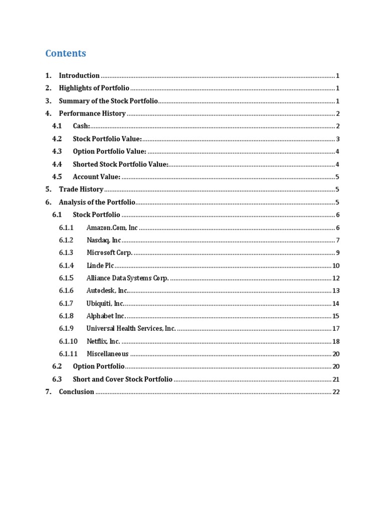 F604 - Investopedia Stock Simulation Report - Roll 52 - Batch 57E PDF ...
