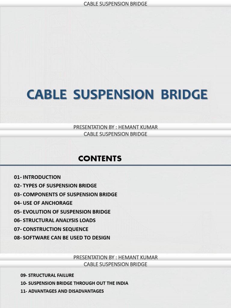 Cable Suspension Bridge | PDF | Bridge | Civil Engineering