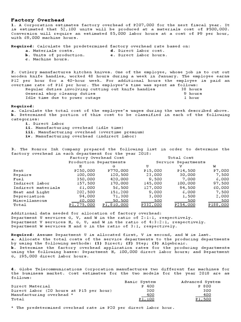 Factory Overhead | PDF | Management Accounting | Business