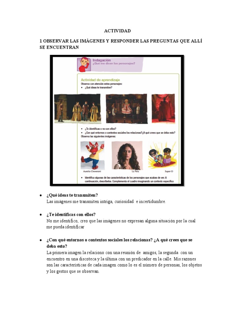 Actividad El Personaje y El Texto | PDF