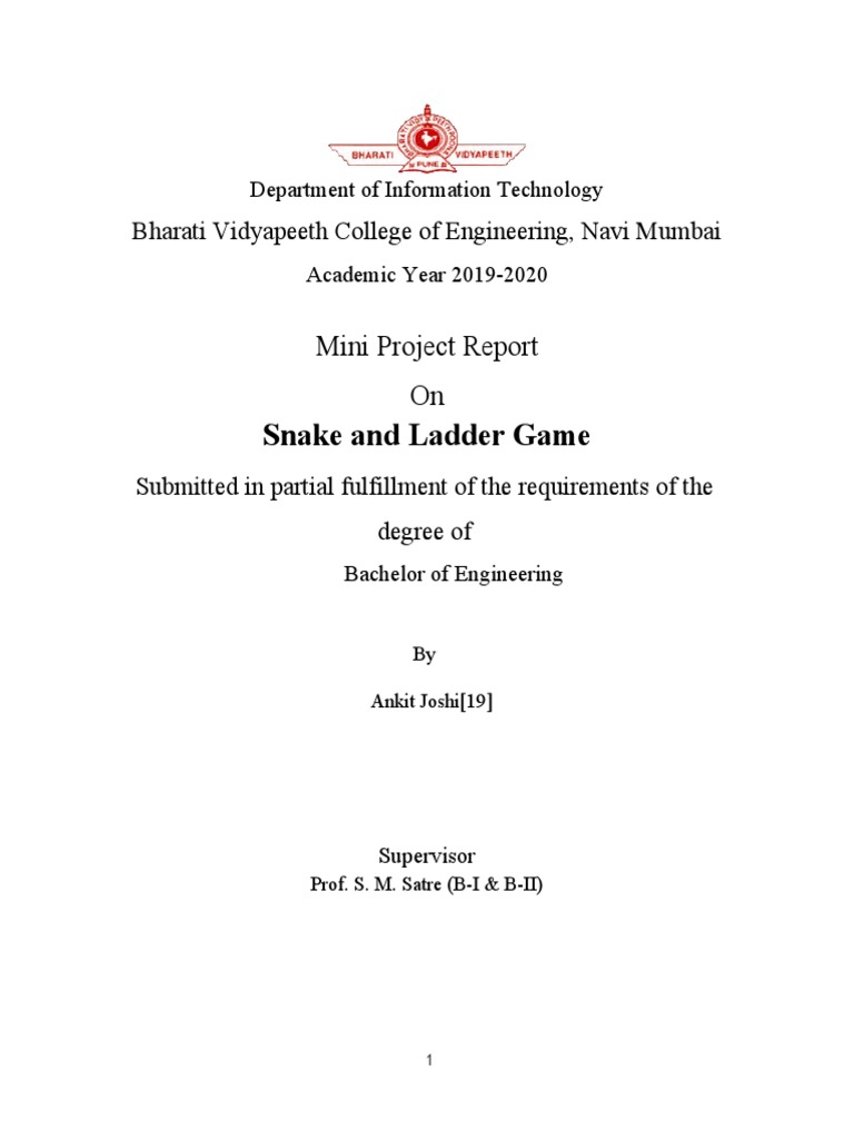 Snake and Ladder Game: Mini Project Report On | PDF | Java (Programming ...