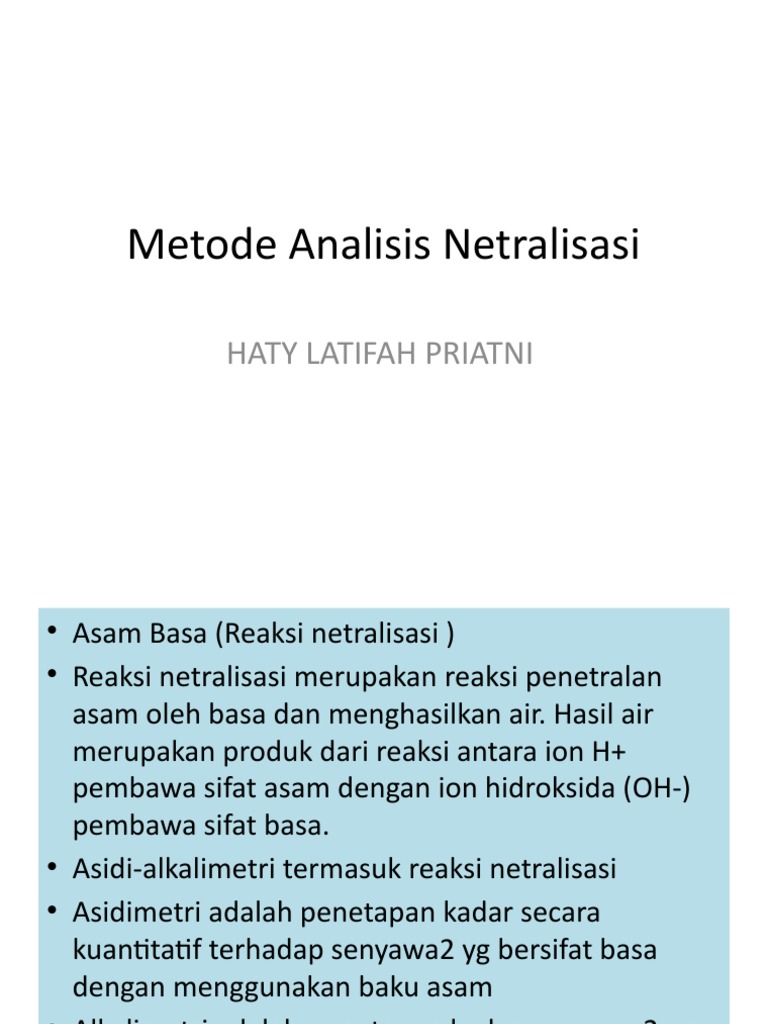 Metode Analisis Netralisasi S1 | PDF