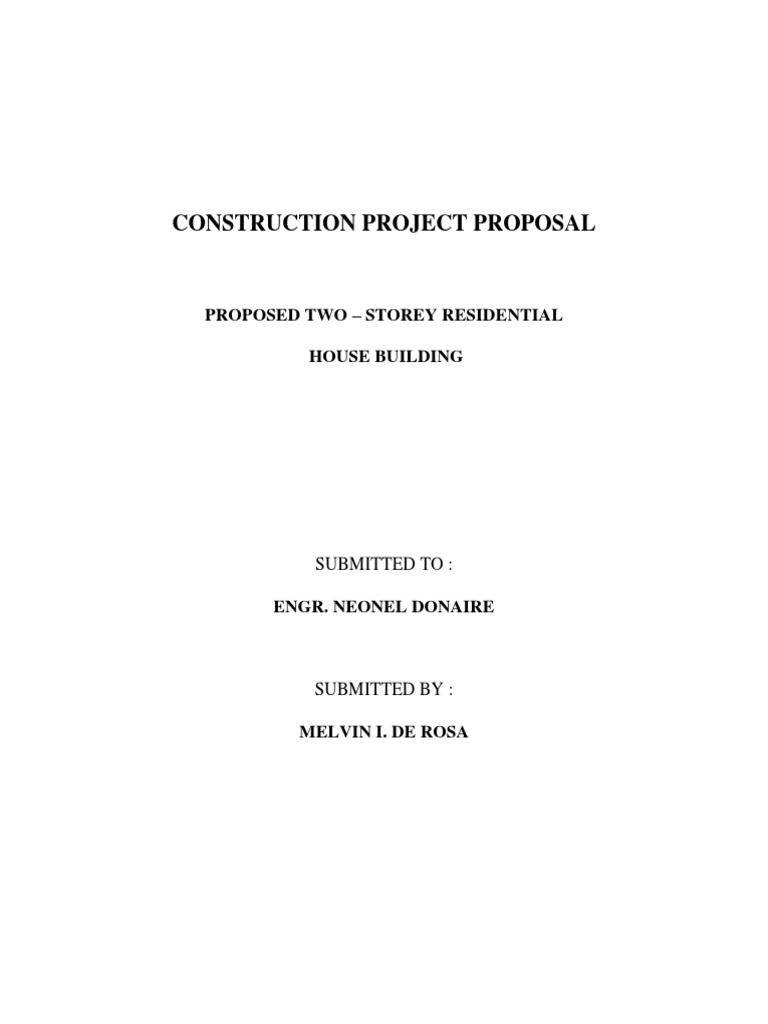 Construction Project Proposal: Proposed Two - Storey Residential House ...