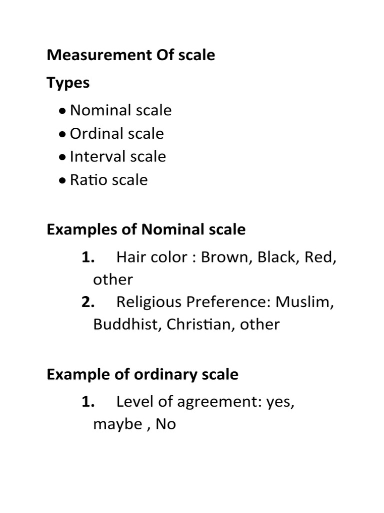 Ratio Scale Examples