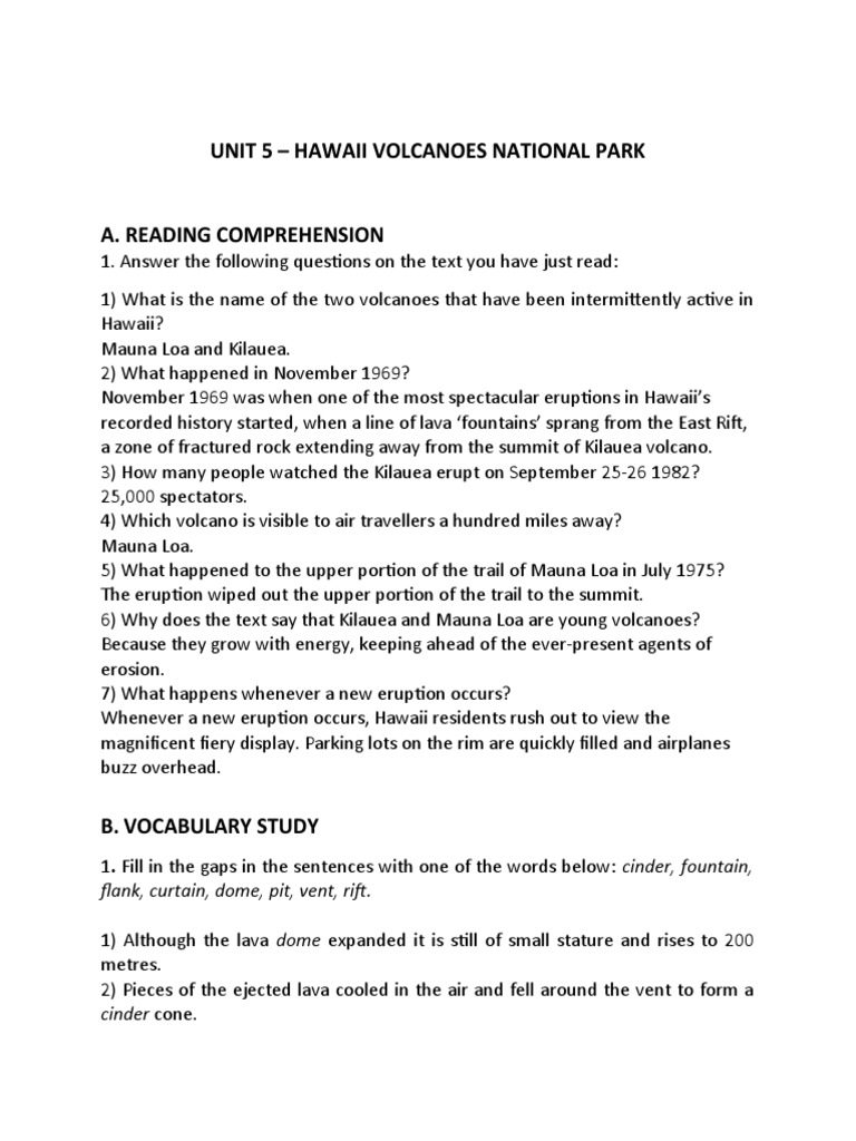 Unit 5 - Hawaii Volcanoes National Park | PDF | Volcano | Types Of ...