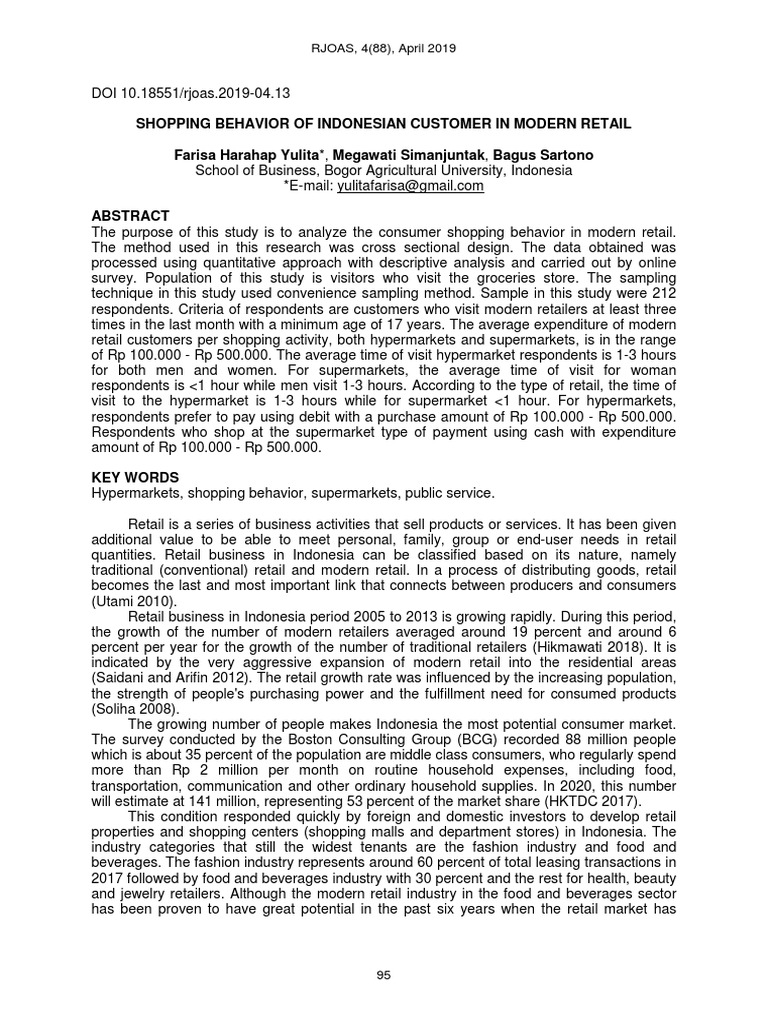 Shopping Behavior of Indonesian Customer in Modern PDF | PDF | Online ...