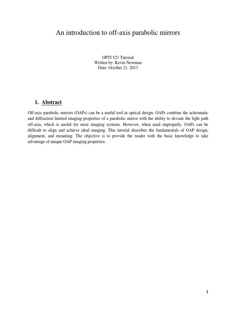 Optical Design with OAP Mirrors | PDF | Interferometry | Optics
