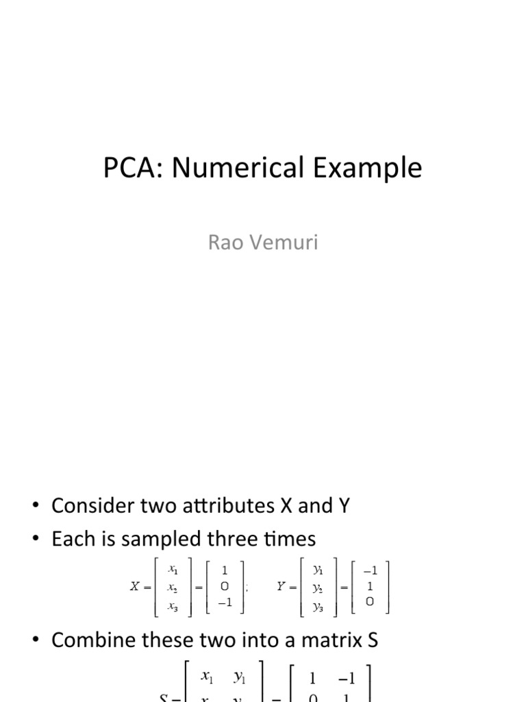 PCA Numerical Example Explained | PDF | Eigenvalues And Eigenvectors ...