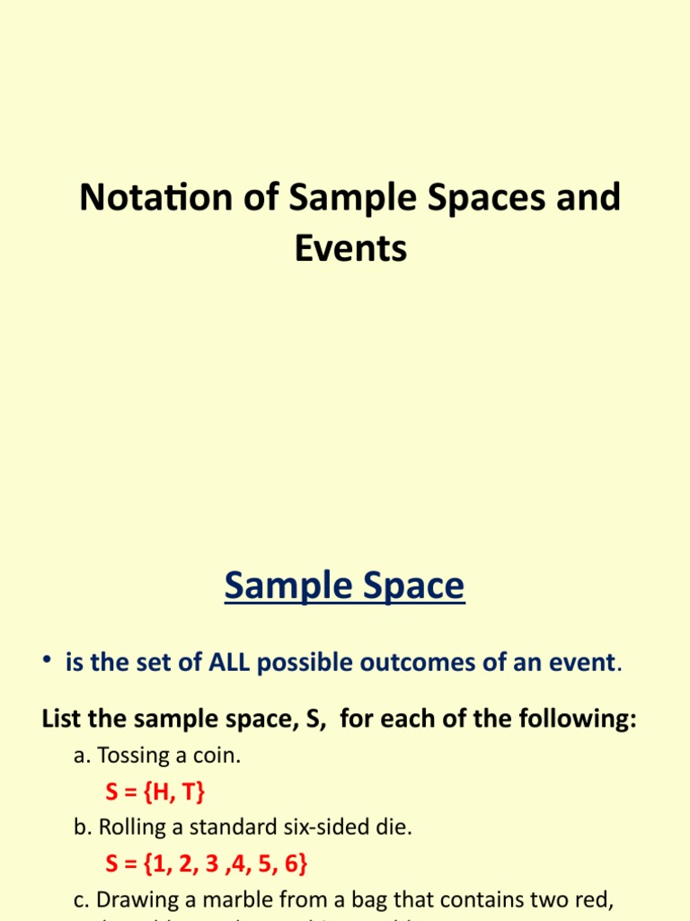 Notation of Sample Spaces and Events | PDF | Odds | Probability