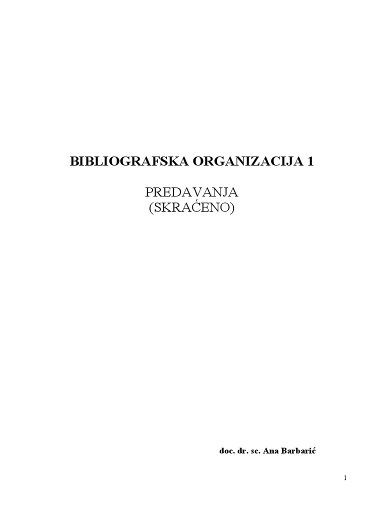 Bibliografska1-Skripta - Dosta Za Teoretski Dio | PDF
