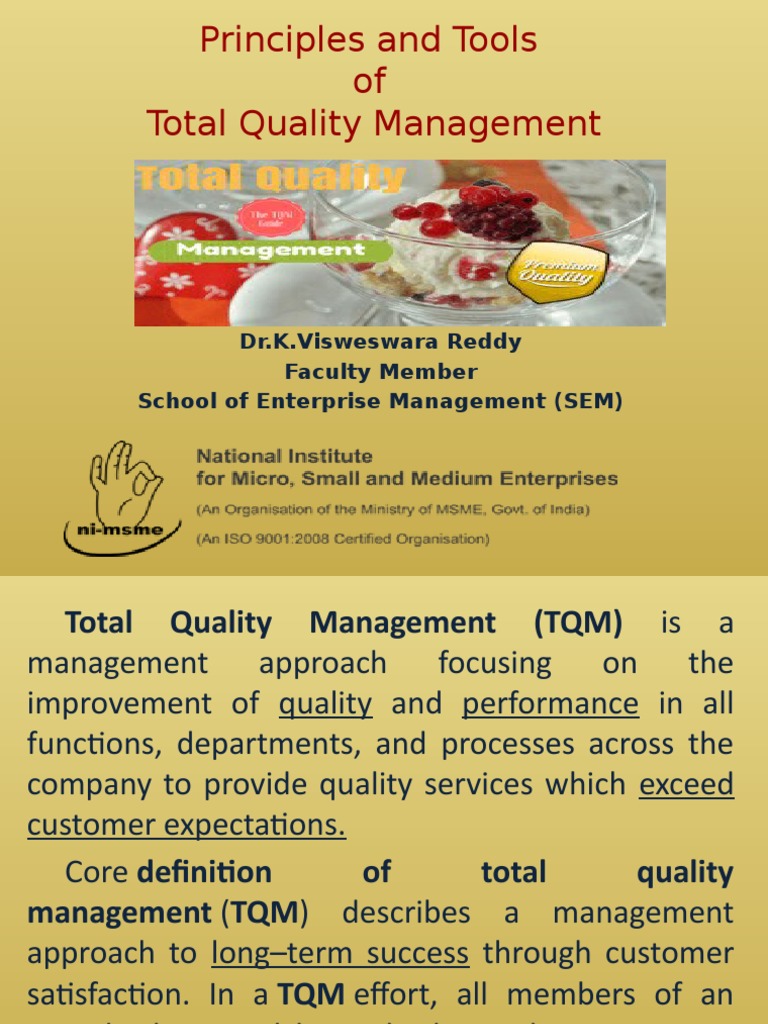 Principles and Tools of TQM | PDF | Quality Management | Empowerment
