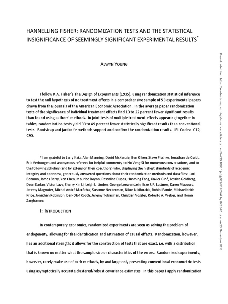 Channeling Fisher: Randomization Tests and The Statistical ... Channeling Fisher: Randomization Tests and The Statistical ...