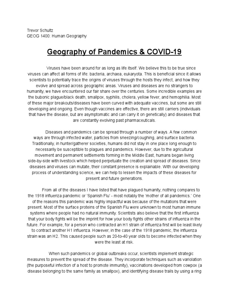Geography of Pandemics Covid-19 - Schultz Trevor 2 | PDF | Pandemic ...