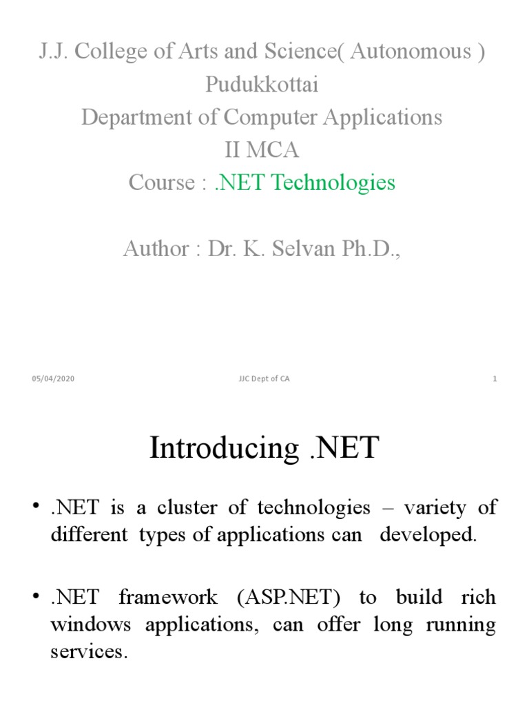 J.J. College of Arts and Science (Autonomous) Pudukkottai Department of ...
