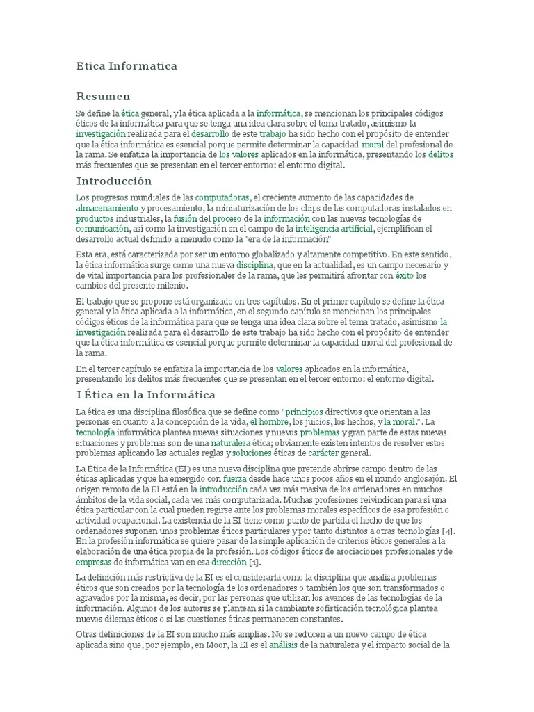 Etica Informatica | PDF | Informática | Información