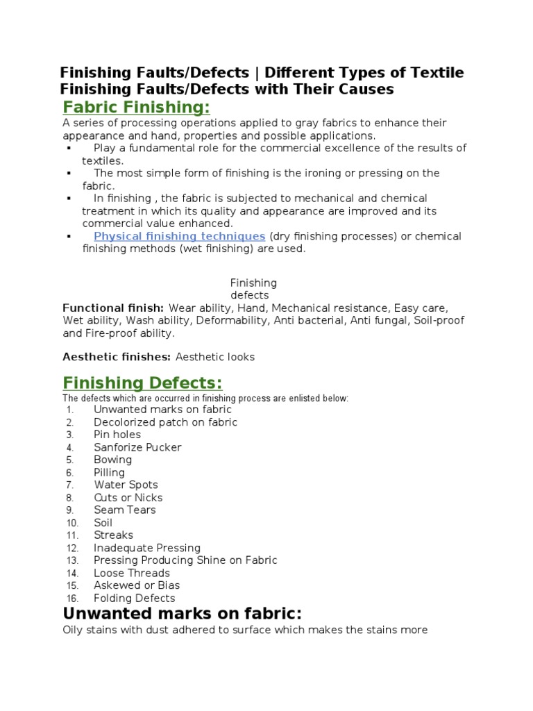 Fabric Finishing:: Finishing Faults/Defects - Different Types of ...