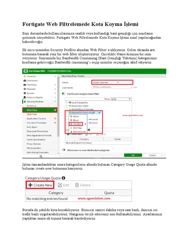 Fortigate Firewall Eğitimi - Udemy - 31 - Fortigate-Web-Filtrelemede-Kota-Koyma-lemi | PDF