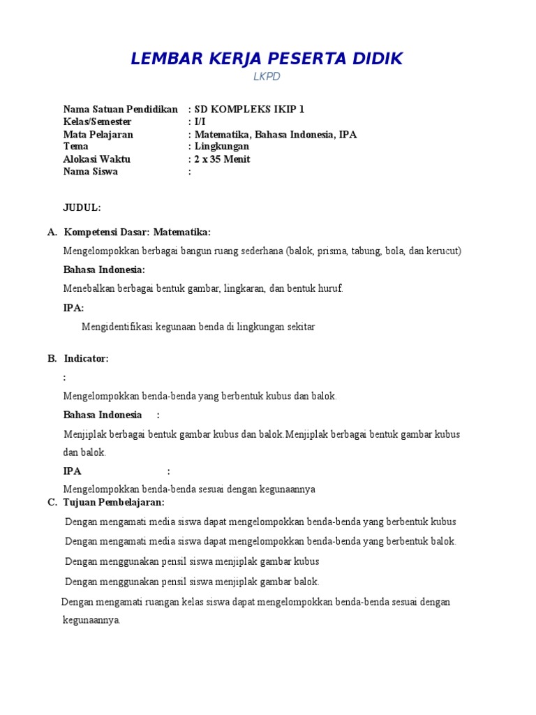 LKPD | PDF | Kajian Bahasa Asing