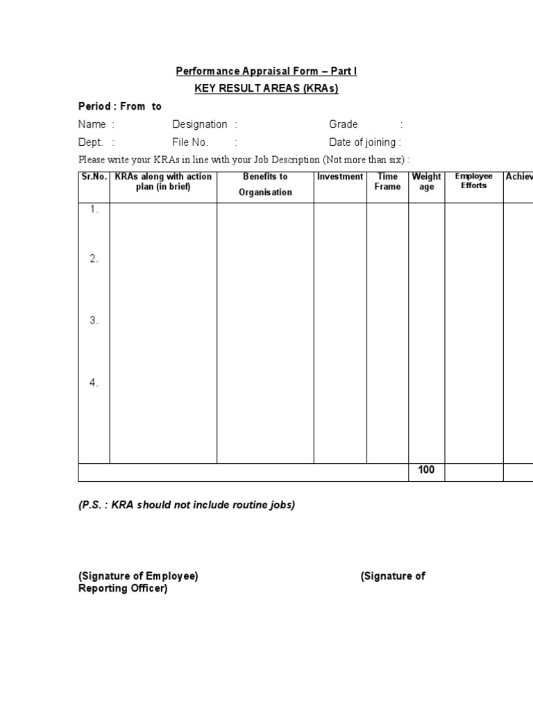 KRA Formate | PDF | Performance Appraisal | Performance Indicator