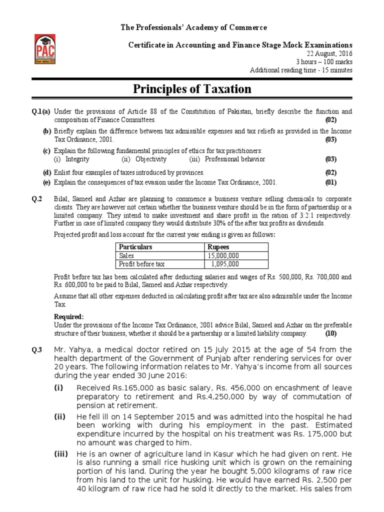 TAX Mock PAC | PDF | Tax Refund | Taxes