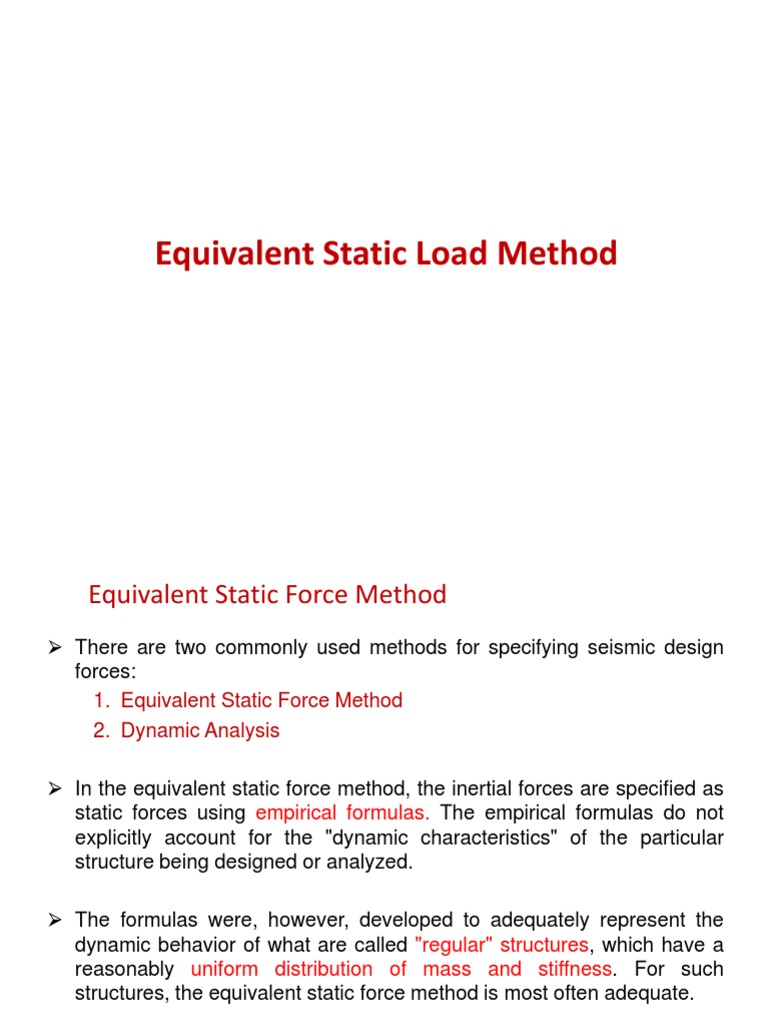 Equivalent Static Load Method Overview | PDF | Solid Mechanics | Force