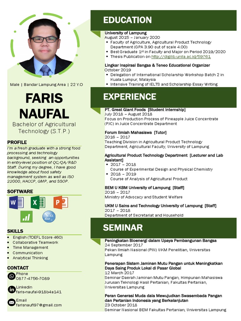 Curriculum Vitae - Faris Naufal PDF | PDF | Behavior Modification | Learning
