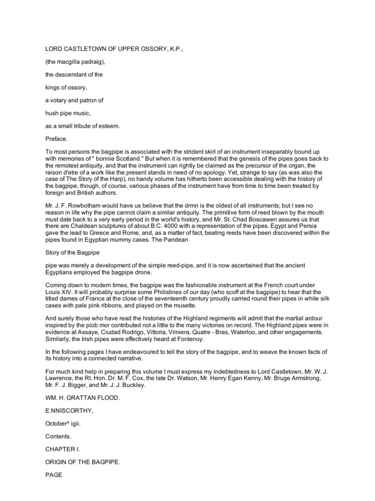 The Story of The Bagpipe - William H. Gratton Flood | PDF | Ireland | Gaels