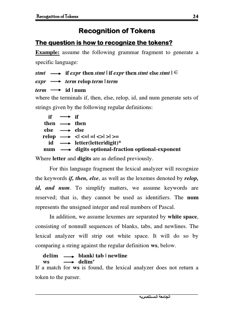 Recognition of Tokens: The Question Is How To Recognize The Tokens ...