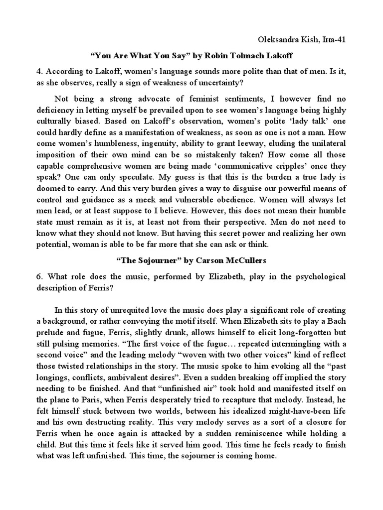 "You Are What You Say" by Robin Tolmach Lakoff | PDF