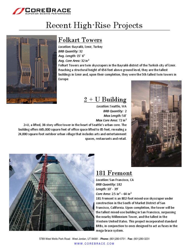 CoreBrace Recent HighRise Projects PDF | PDF | Civil Engineering ...