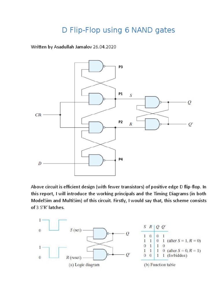 D Flip-Flop Using 6 NAND Gates | PDF