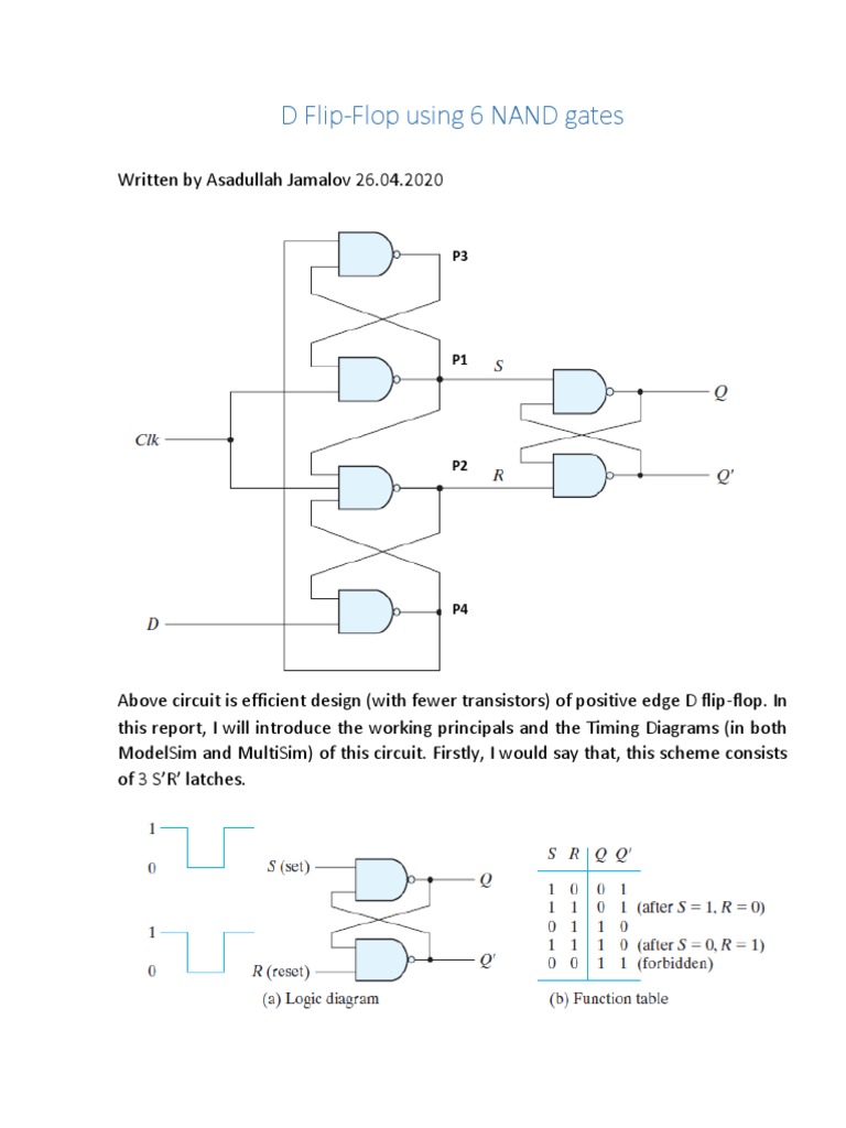 D Flip-Flop Using 6 NAND Gates | PDF