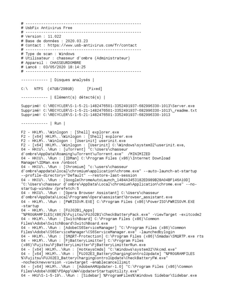 UsbFix Report | PDF | Windows Registry | Computing Platforms