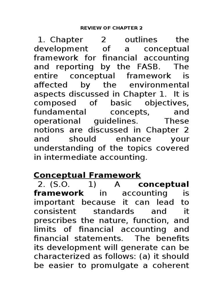 Conceptual Framework Framework in Accounting Is: Review of Chapter 2 ...
