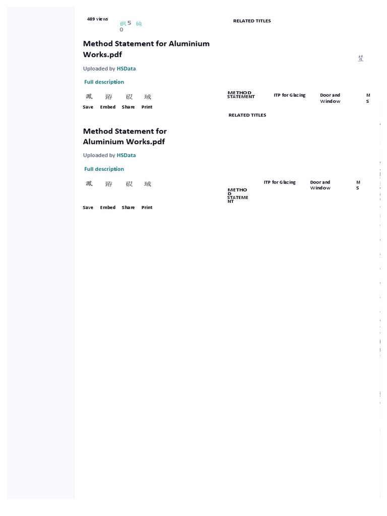 (PDF) Method Statement For Aluminium Works | PDF | Office Software ...