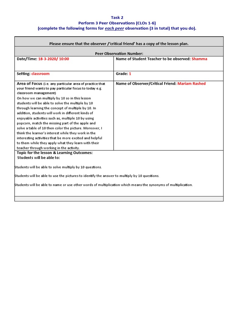 Task 2 2 | PDF | Educational Assessment | Lesson Plan