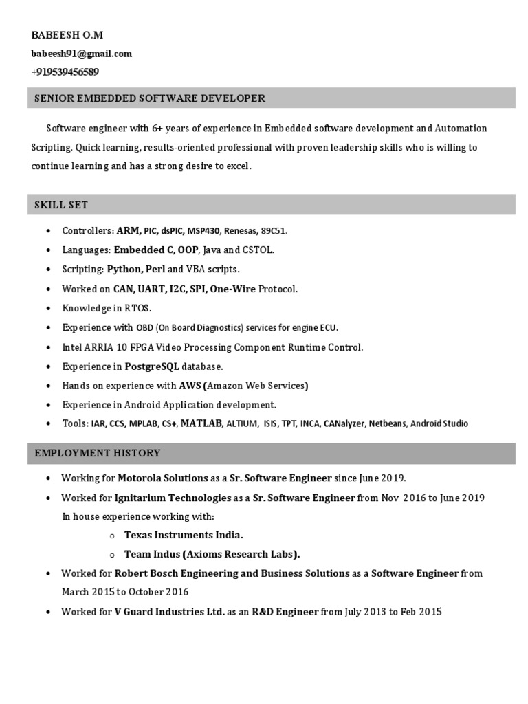 Babeesh Resume PDF | PDF | Scripting Language | Perl