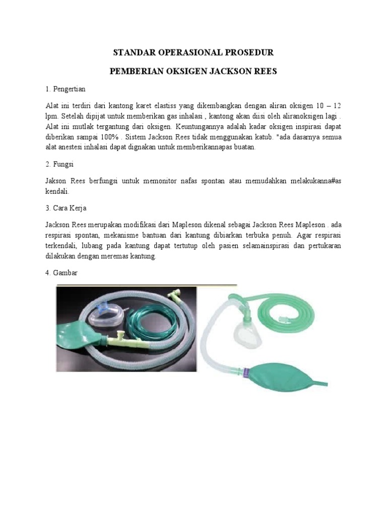 Sop Pemberian Oksigen Jackson Rees | PDF