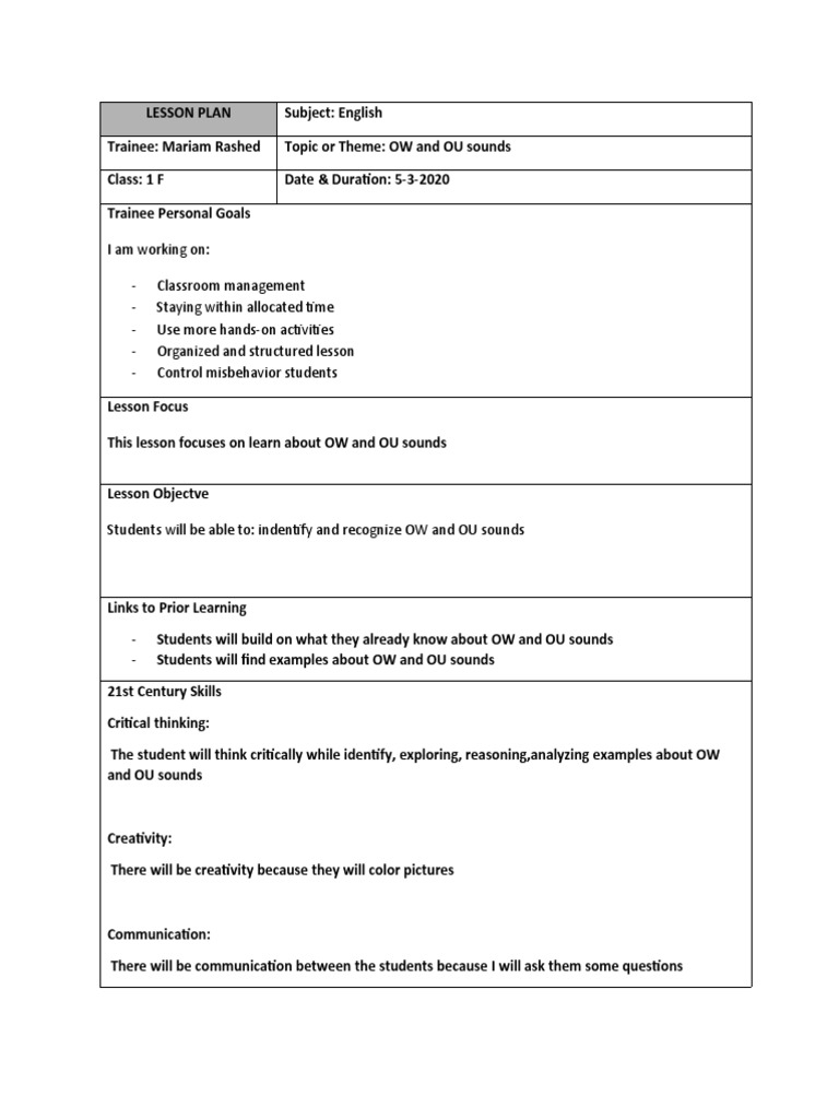 Sounds | PDF | Lesson Plan | Educational Psychology