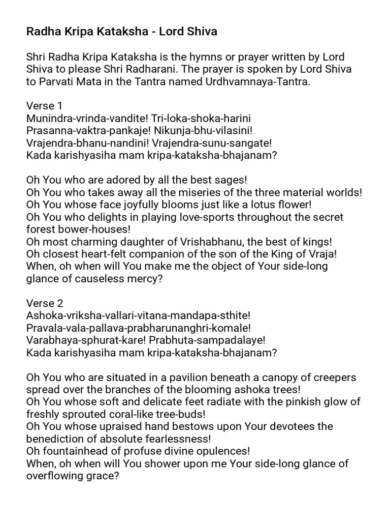 Radha Kripa PDF | PDF | Devi | Hindu Behaviour And Experience