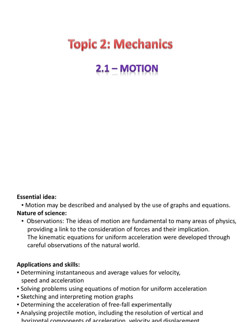 2.1 Motion PDF | PDF | Velocity | Acceleration
