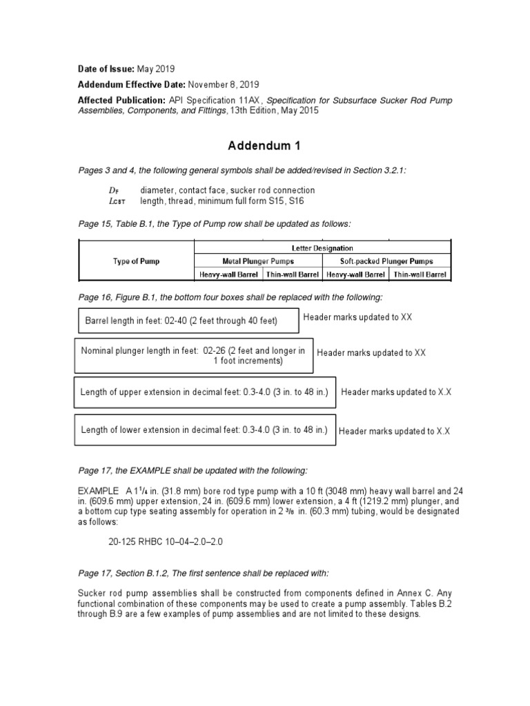 API 11AX 13th Edition Addendum 1 20190513 | PDF | Foot (Unit) | Pipe (Fluid Conveyance)