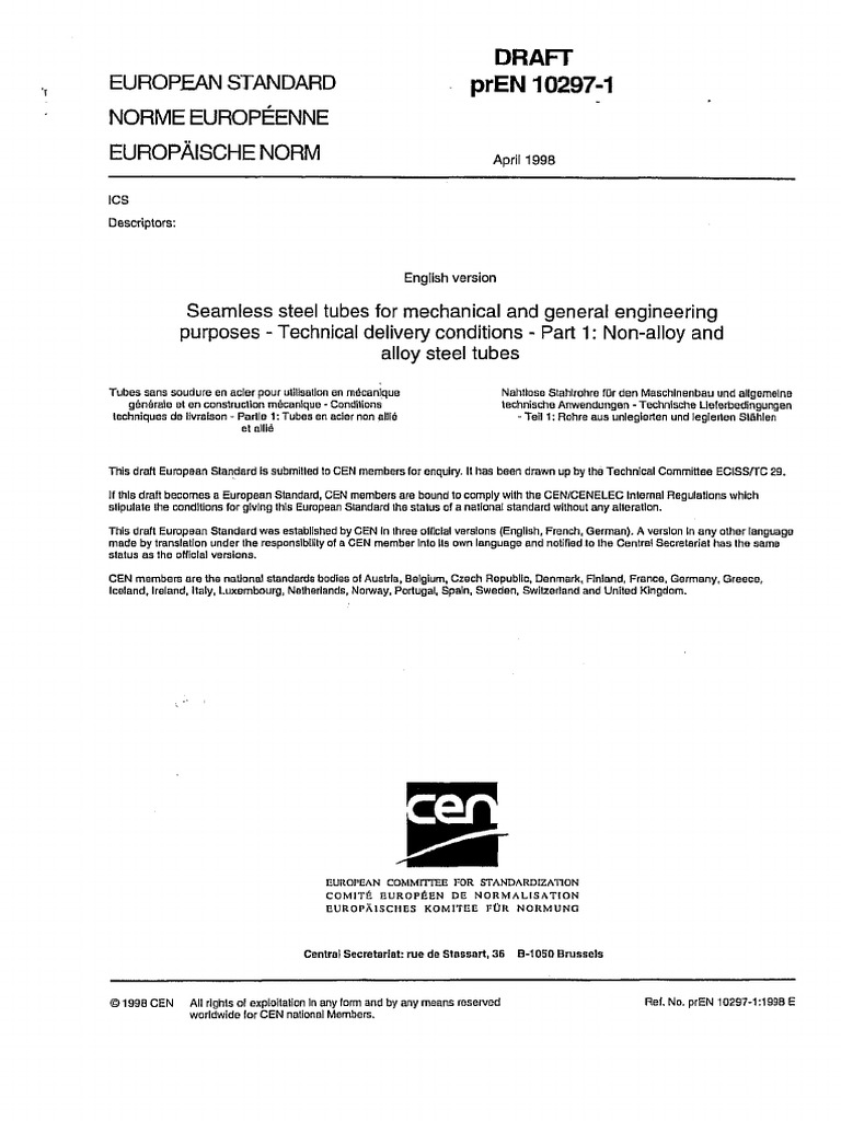 Draft: European Standard Norme Europeenne Europaische Norm | PDF | Heat ...