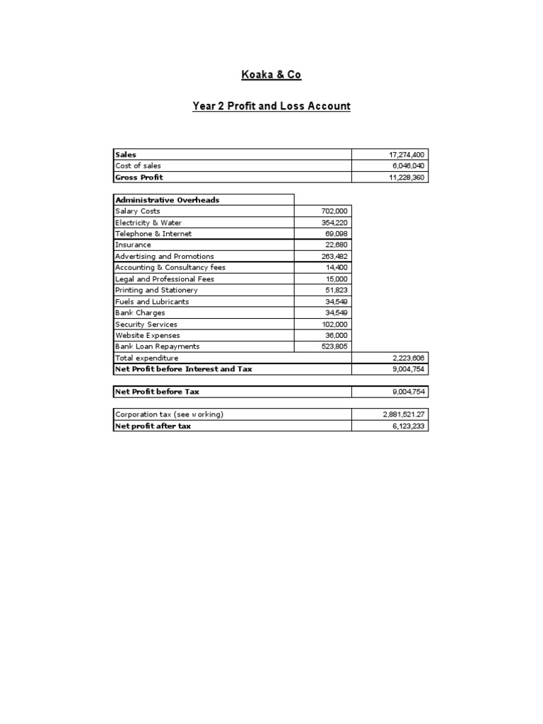 Year 2 Profit and Loss Overview | PDF | Finance & Money Management
