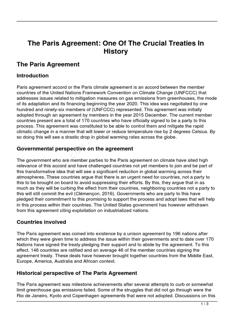 Understanding the Paris Agreement | PDF | United Nations Framework ...