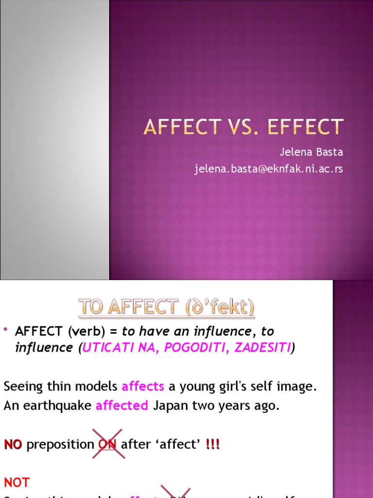 Affect Vs Effect 2003 | PDF | Adjective | Language Mechanics